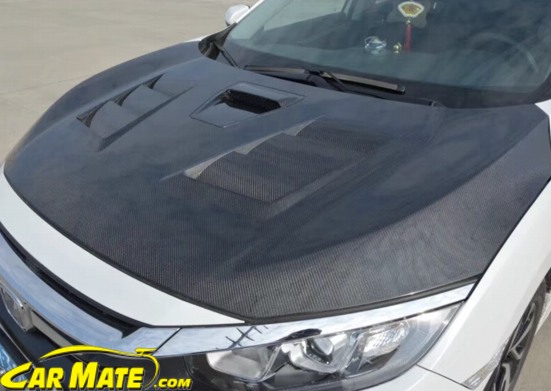 CARMATE Honda Civic 2016-UP 5DR HB "E Style" Bonnet (carbon) - bodykits ...